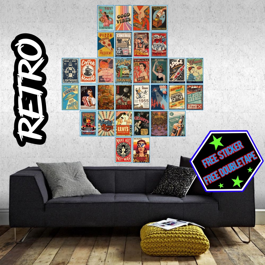 Contents 32pcs Aestethic Classic Retro Ivory Wall Posters Includes Self ...