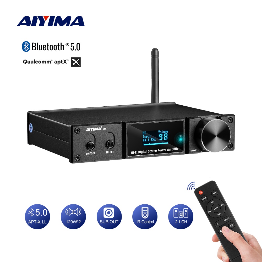 AIYIMA D05 Amplifier Bluetooth 5.0 Sound Amplifier 120W×2 HIFI 2.1 ...