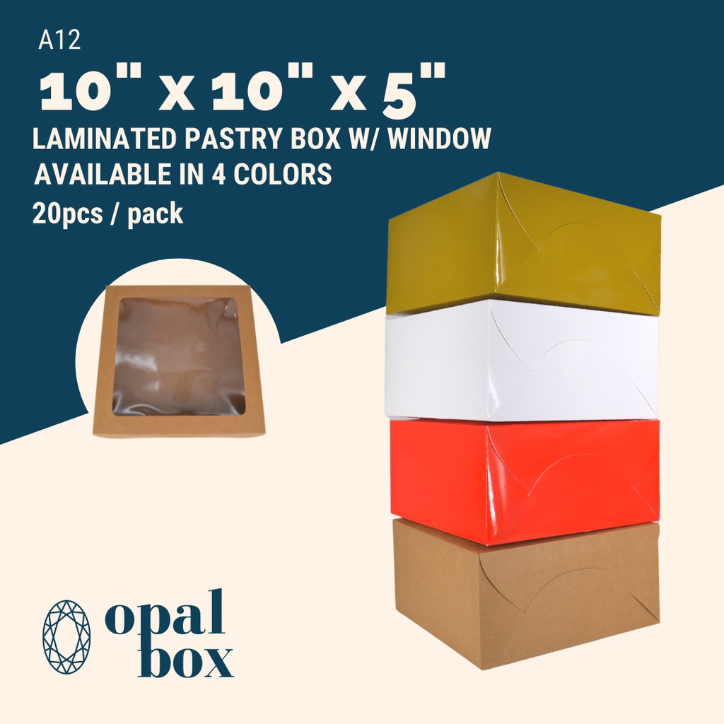 Opalbox | 10x10x5 Cake Box with Window Pastry Box Laminated | Shopee ...