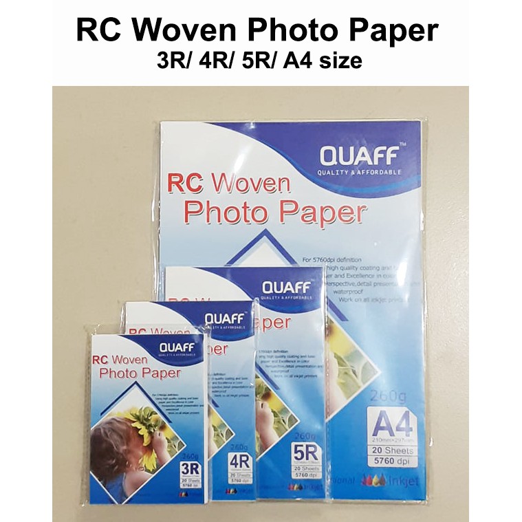 Quaff RC Woven Photo Paper 3R/ 4R/ 5R/ A4 size | Shopee Philippines