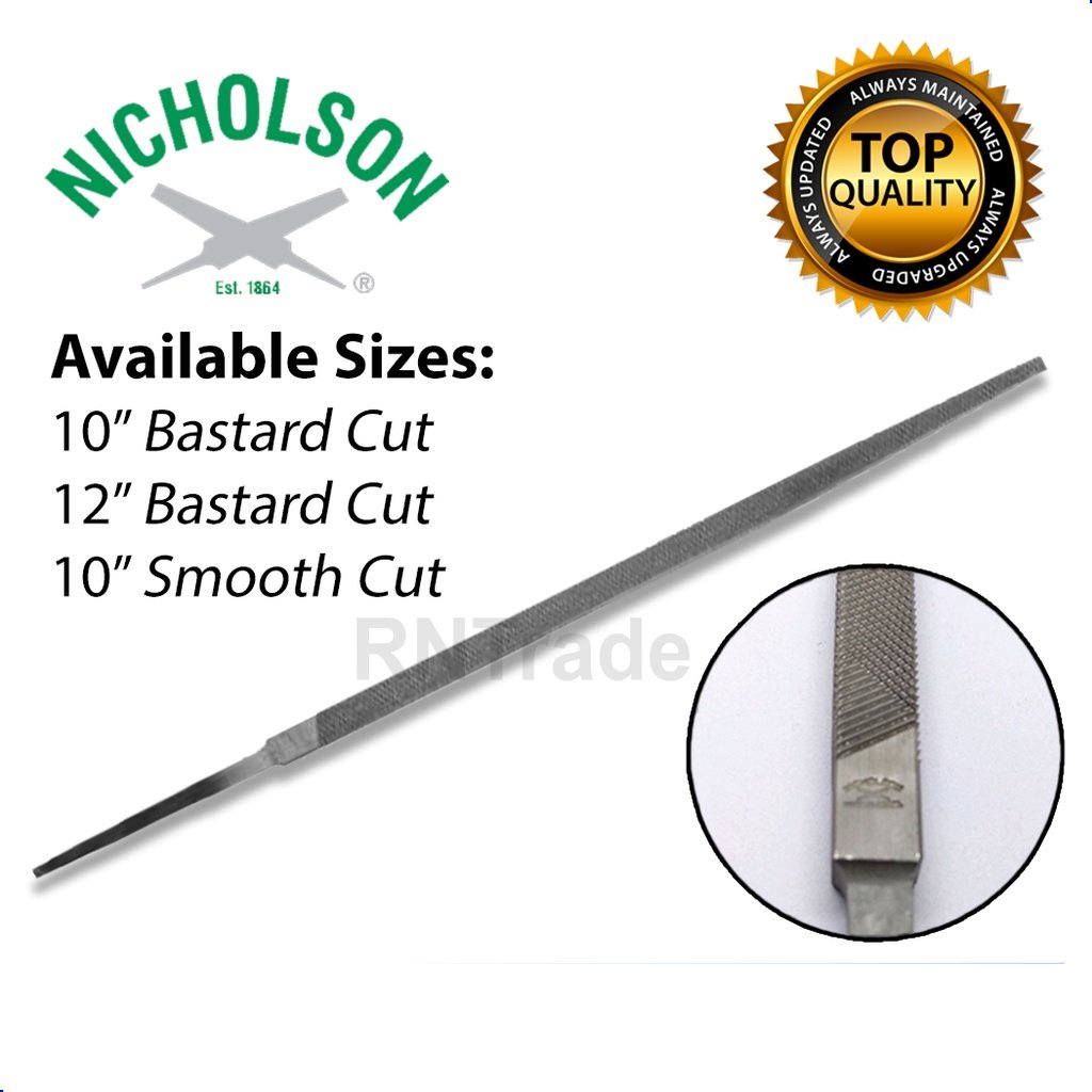 NICHOLSON File Square File Kikil Rough Cut (10 12 inches), Smooth Cut ...