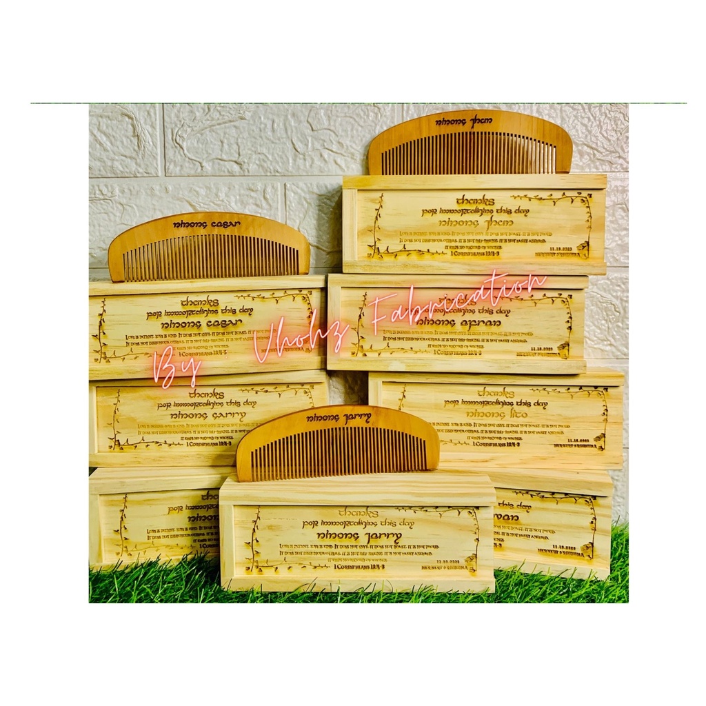 PERSONALIZED Wooden Half-moon Comb | Shopee Philippines