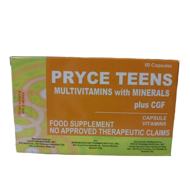 PRYCE TEENS Multivitamins with Mineral plus CGF 50capsules | Shopee ...