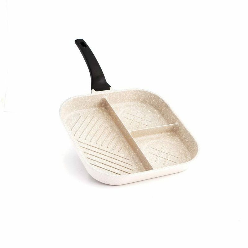 Cucina Square 3 in 1 Grill Frying Pan Premium Divided 3 compartment ...