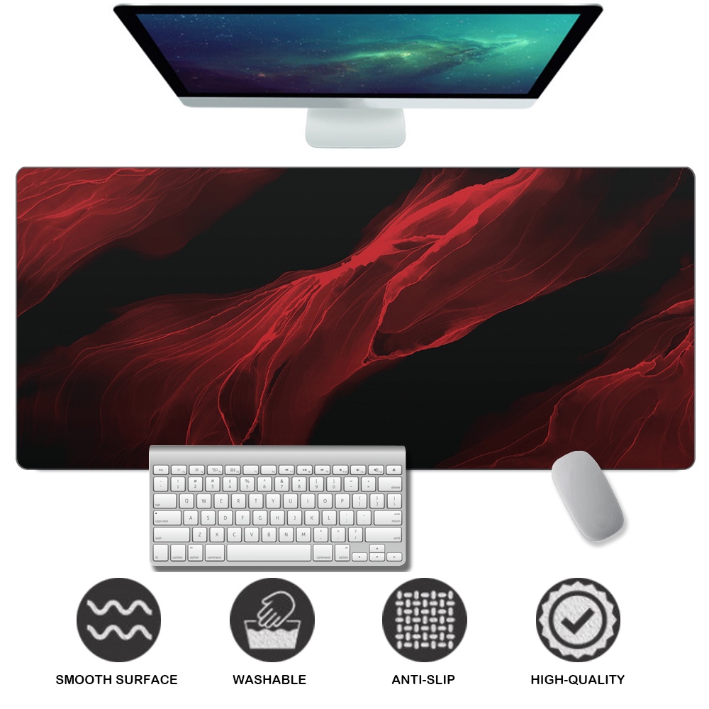 Marbling Mousepad red Abstract design Extended Mousepad Large Gaming ...