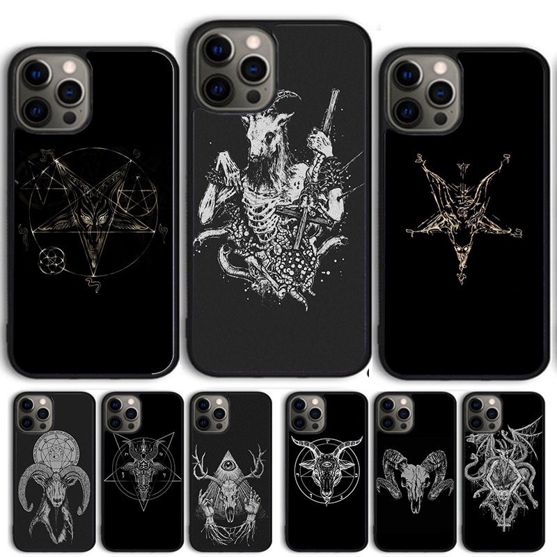 Satanic scary skull Phone Case For iPhone 13 12 Mini X XR XS Max Cover ...