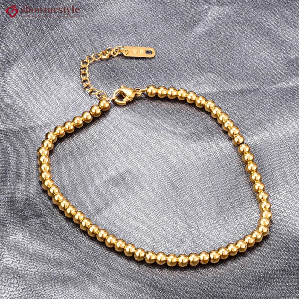 SHOWMESTYLE Gold Plated Non-Tarnish Lucky Ball Bracelet Titanium Steel ...