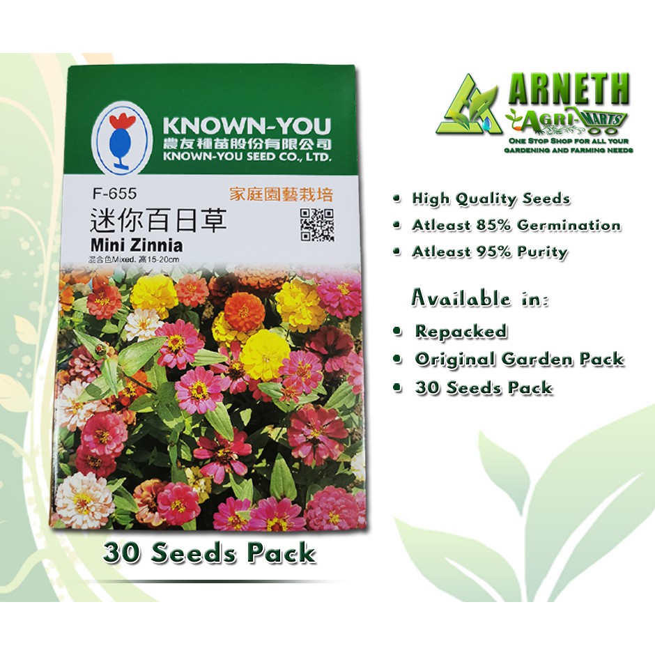 MINI ZINNIA FLOWER PLANT SEEDS BY KNOWN YOU ORIGINAL GARDEN PACK ...
