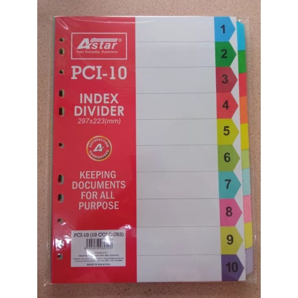 Astar Index divider PCI-10 (10 colours) | Shopee Philippines