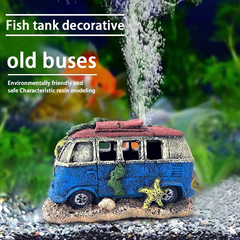 Aquarium Decoration Car Wreck Fish Tank Landscaping Resin Crafts And ...