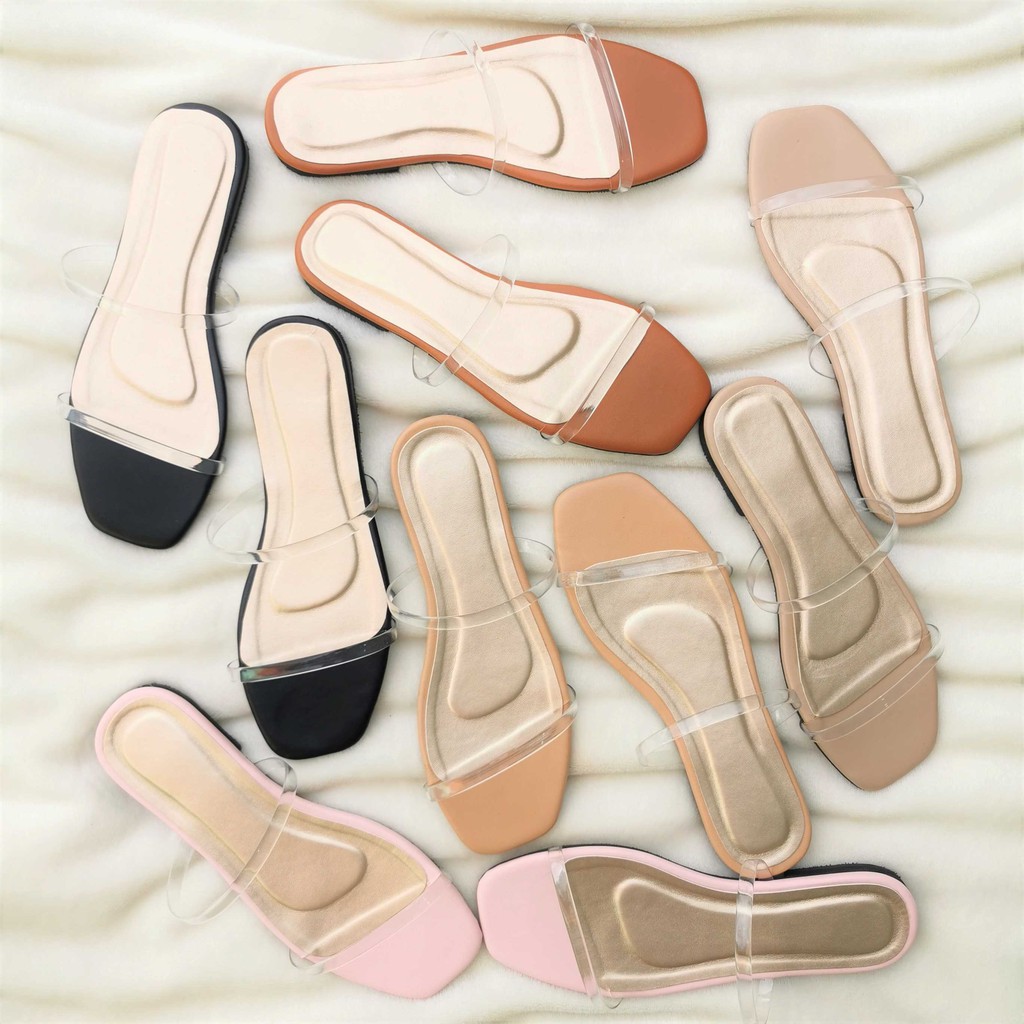 R&A232 Flat Clear Strap Minimalist Slides (Standard Fitting) | Shopee ...