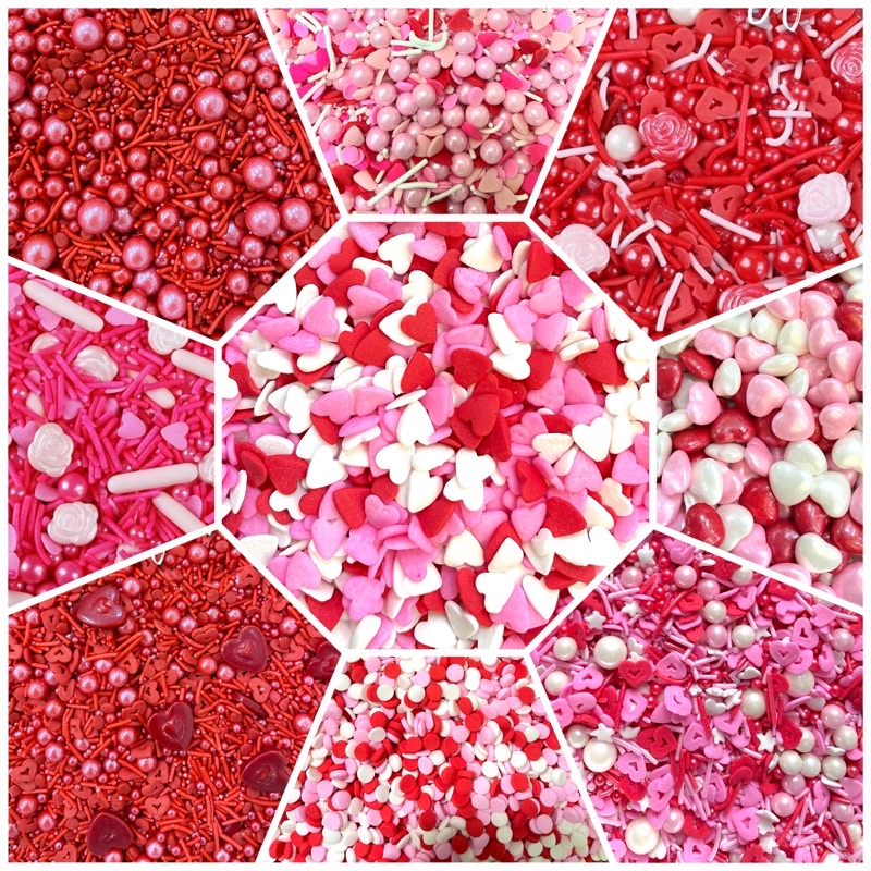 50 grams love heart valentines series edible sprinkles dragees in a ...