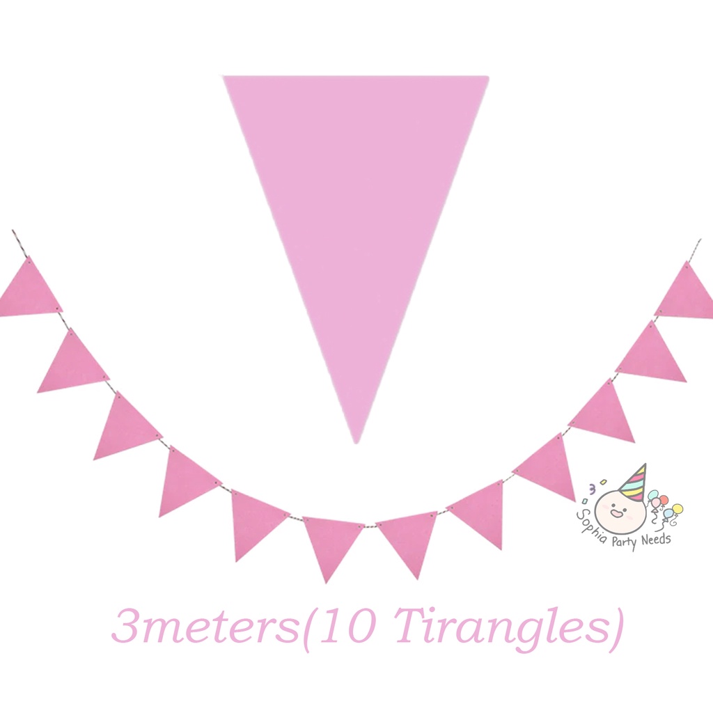3m Plain Pink Banderitas Party Flag Banner fr Gender Reveal Party ...