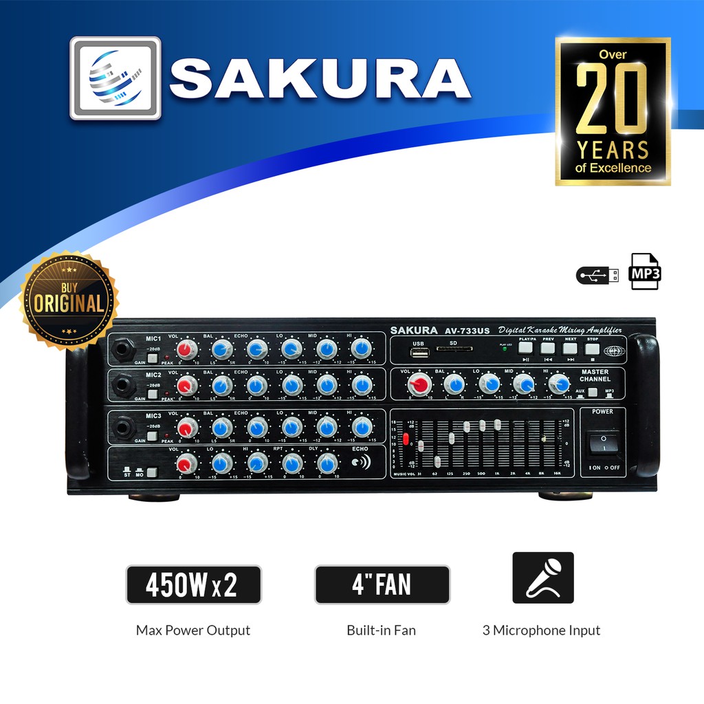 Sakura AV-733US Professional Karaoke 450W Amplifier With Bluetooth Or ...