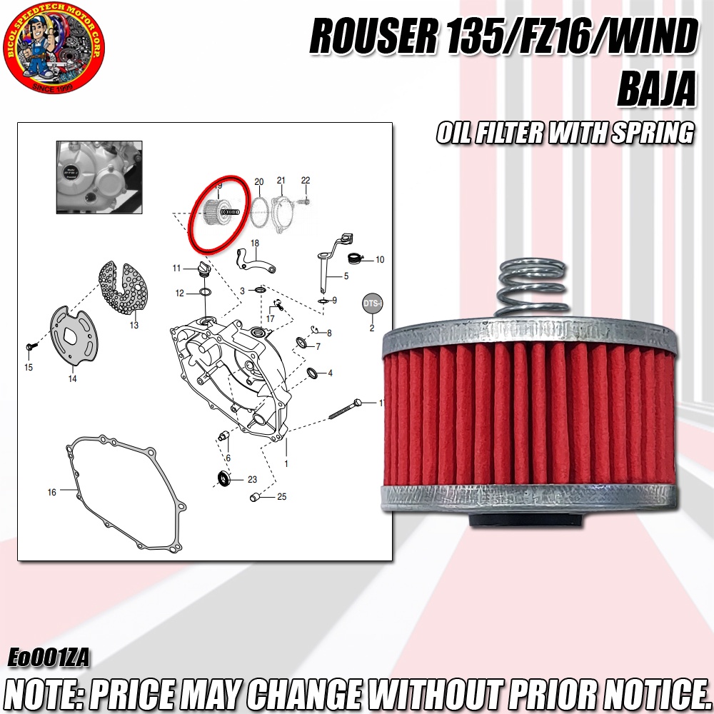 ROUSER 135 FZ16 WIND BAJAJ BOXER CT150 CT125 CT100 OIL FILTER WITH ...