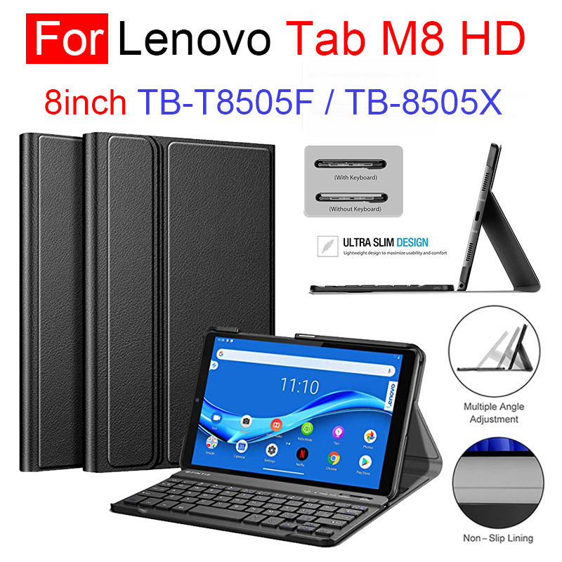 Keyboard Case For Lenovo Tab M8 HD TB-8505F TB-8505X PU Leather Stand ...