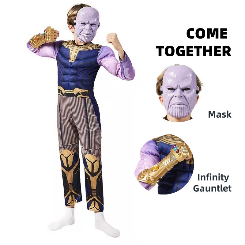 Avengers Villain Thanos Children Muscle Jumpsuit Cosplay Halloween ...