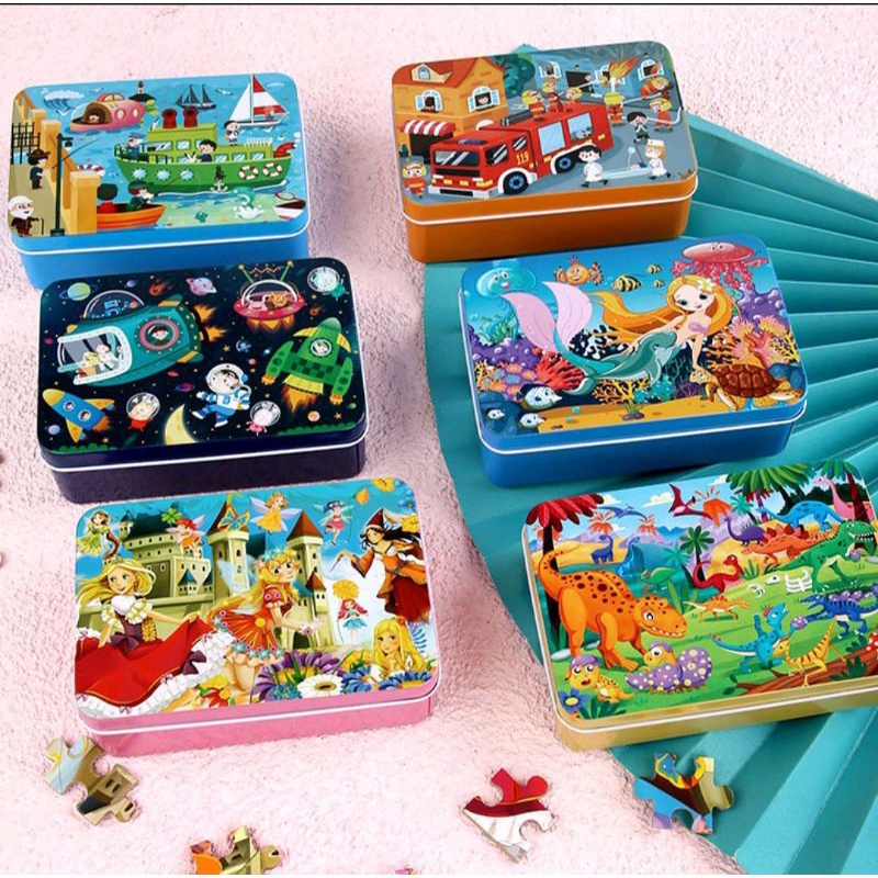 Jigsaw Puzzles 60 pcs in a tin box | Shopee Philippines