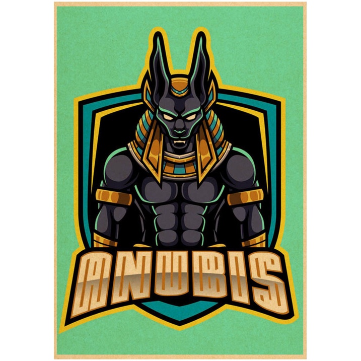 Ancient Egyptian Bastet Anubis god pharaoh poster wall painting on ...