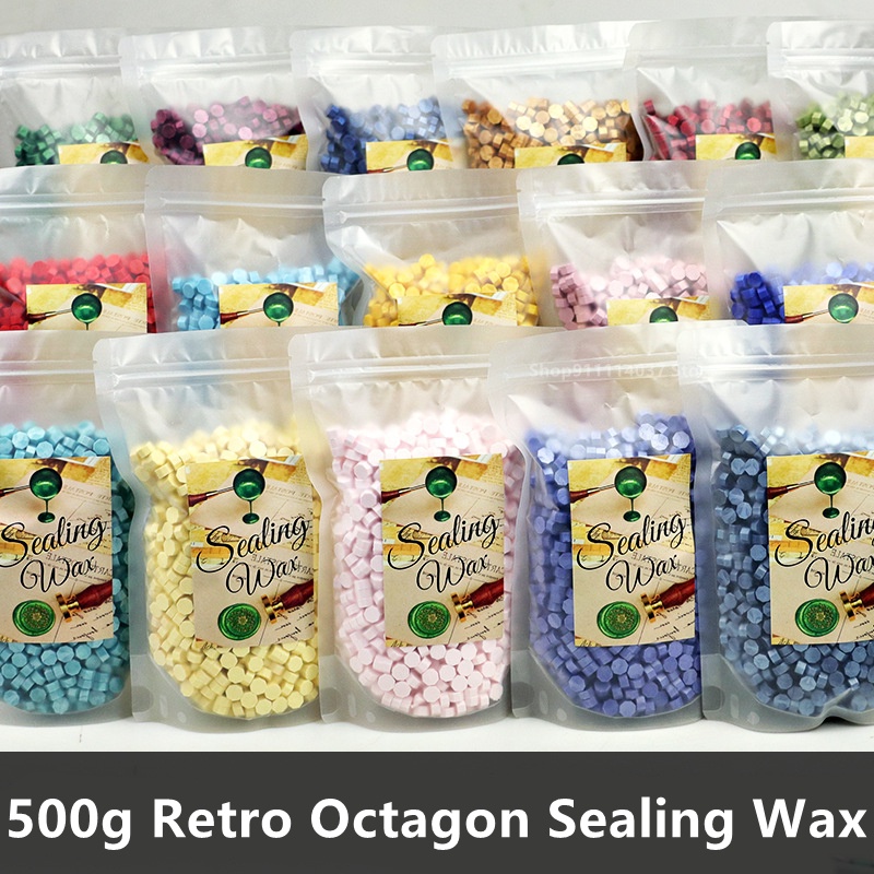 500g Vintage Octagon Shape Seal Wax Stamp Paint Sealing Granule DIY Gift Box Envelope Letter ...