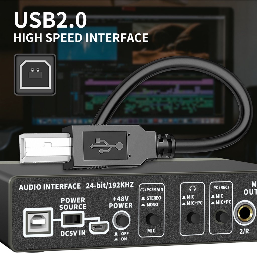 XTUGA E-22 Audio Interface Sound Card 2 Channels 24Bit/192Khz | Shopee ...