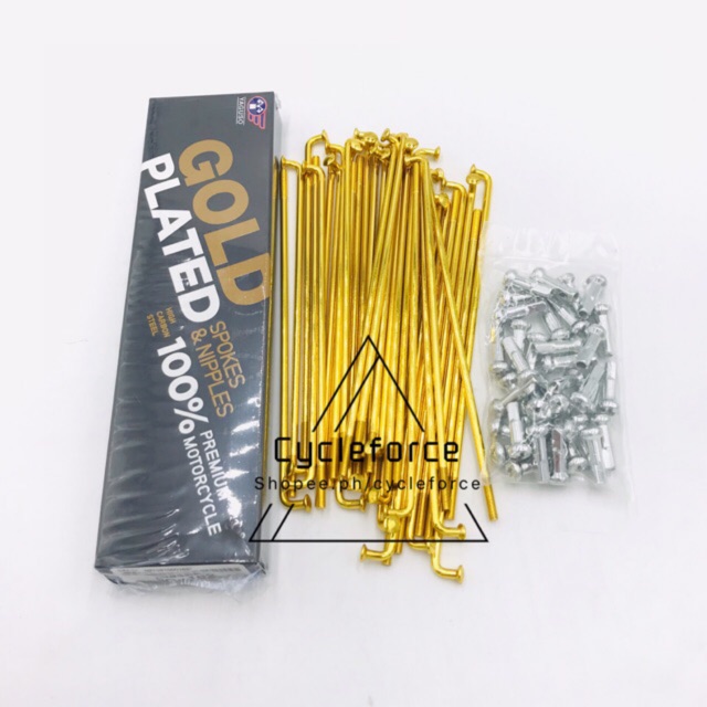 Yaguso spokes 100% premium gold plated new arrival 9G 1 pack for 1 rim ...