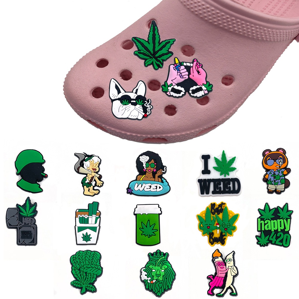 CROC jibz green leaves Shoe Decoration diy Suitable For Kids And Adults ...