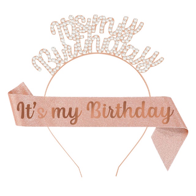 Kids Colorful Gold Silver It's My Birthday Headband Rose Gold Girl ...