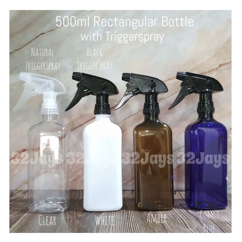 Plastic Rectangular 500ml Trigger Spray Bottle Empty PET Container for ...