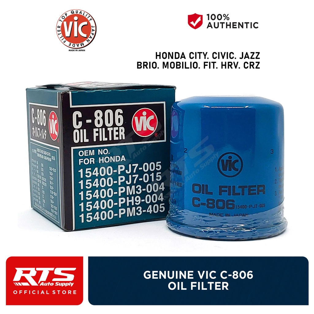 VIC Oil Filter C-806 for Honda City Civic Jazz Brio Mobilio Fit Hrv Crz ( C806 ) 1Pc | Shopee ...