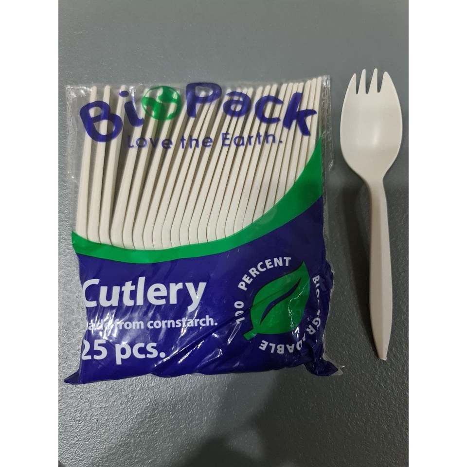 Cornstarch Biodegradable Spoon Fork Spork | Shopee Philippines