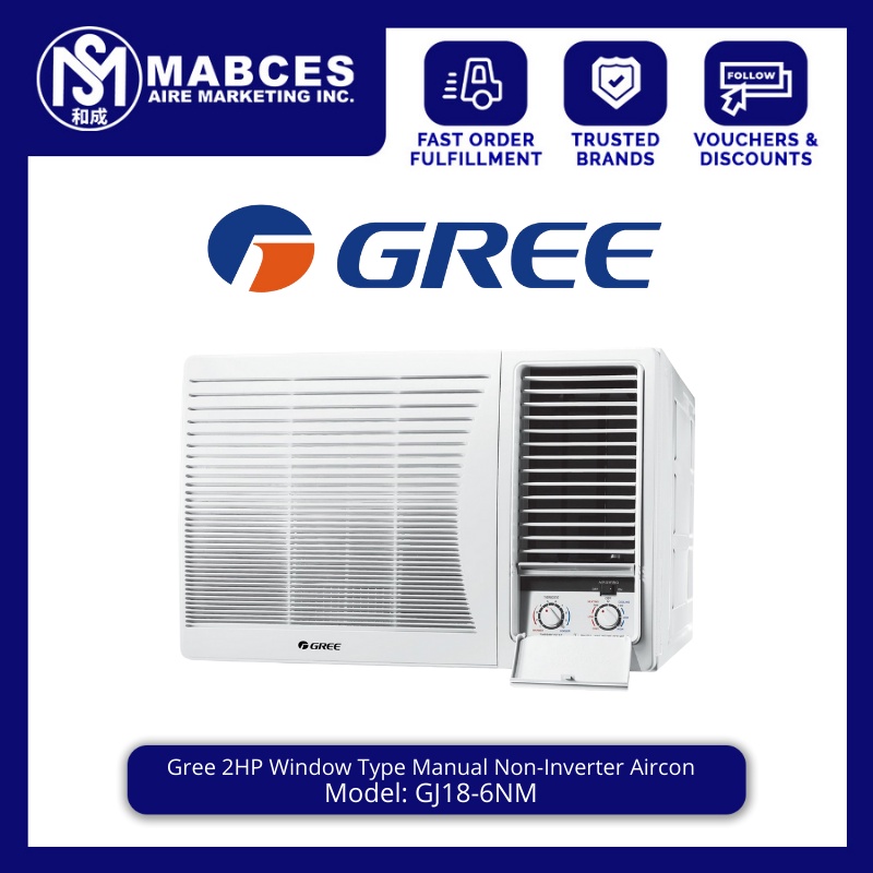 Gree 2HP Window Type Manual Non-Inverter Aircon GJ18-6NM | Shopee ...
