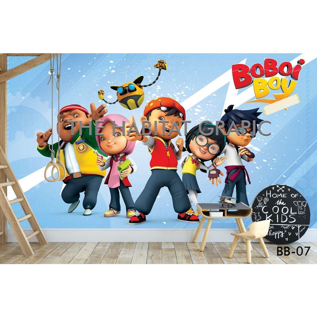 Boboiboy CHILDREN'S ROOM WALLPER - BOBOIBOY 3D WALL STICKER WALLPAPER ...