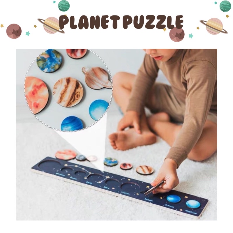 Planet Puzzle Wooden Matching Planet Puzzle Children's Educational Toys ...