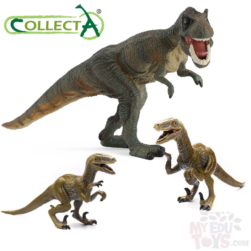T-Rex with 2 Velociraptors - Collecta Prehistoric Life Dinosaur ...