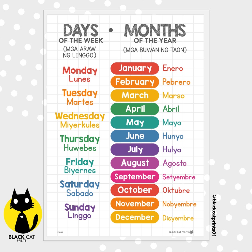 Days Months Calendar Educational Chart Poster (A4 Size / High Quality ...