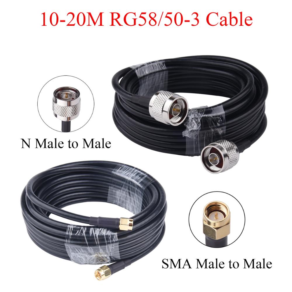 10-20M RG58/50-3 RF Coaxial Cable SMA/N Male to Male Wire Radio Extension For 4G LTE Cellular ...