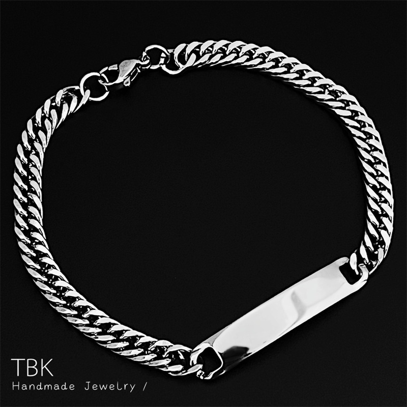 TBK 18K Gold Plated Stainless Silver Bracelet For Men Bar Bracelet For ...