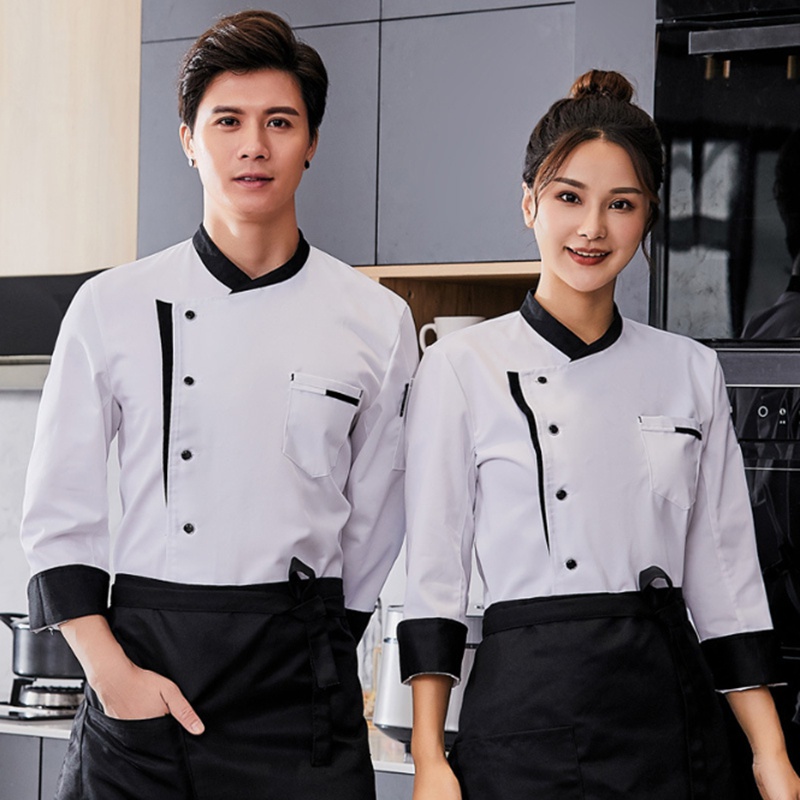 Hotel Chef Uniform Long Sleeve man chef uniform breathable chef costume color matching Chef ...