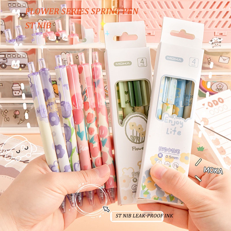 4pcs set 0.5mm Students office stationery press pen spring pen MAGIC ...