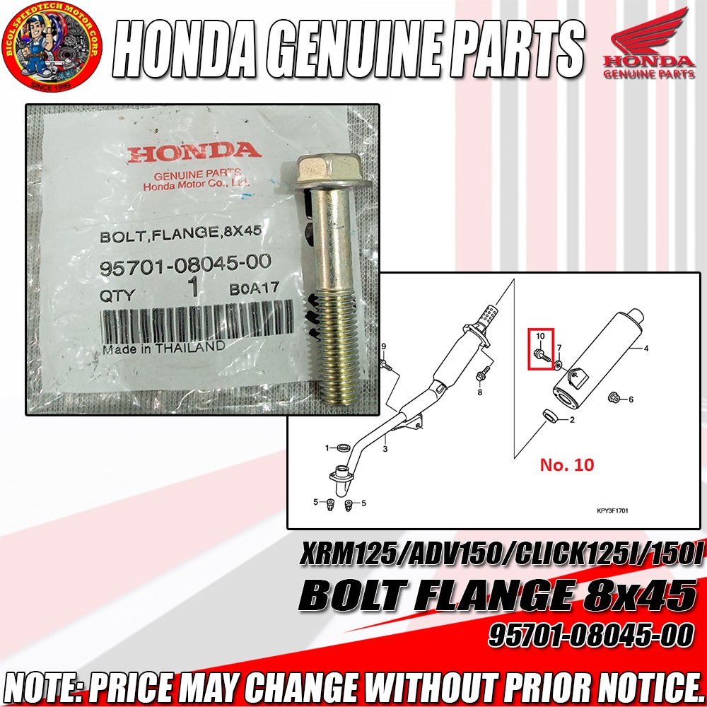 XRM125 MUFFLER FLANGE BOLT 8x45 (HPI) (Genuine: 95701-08045-00 ...
