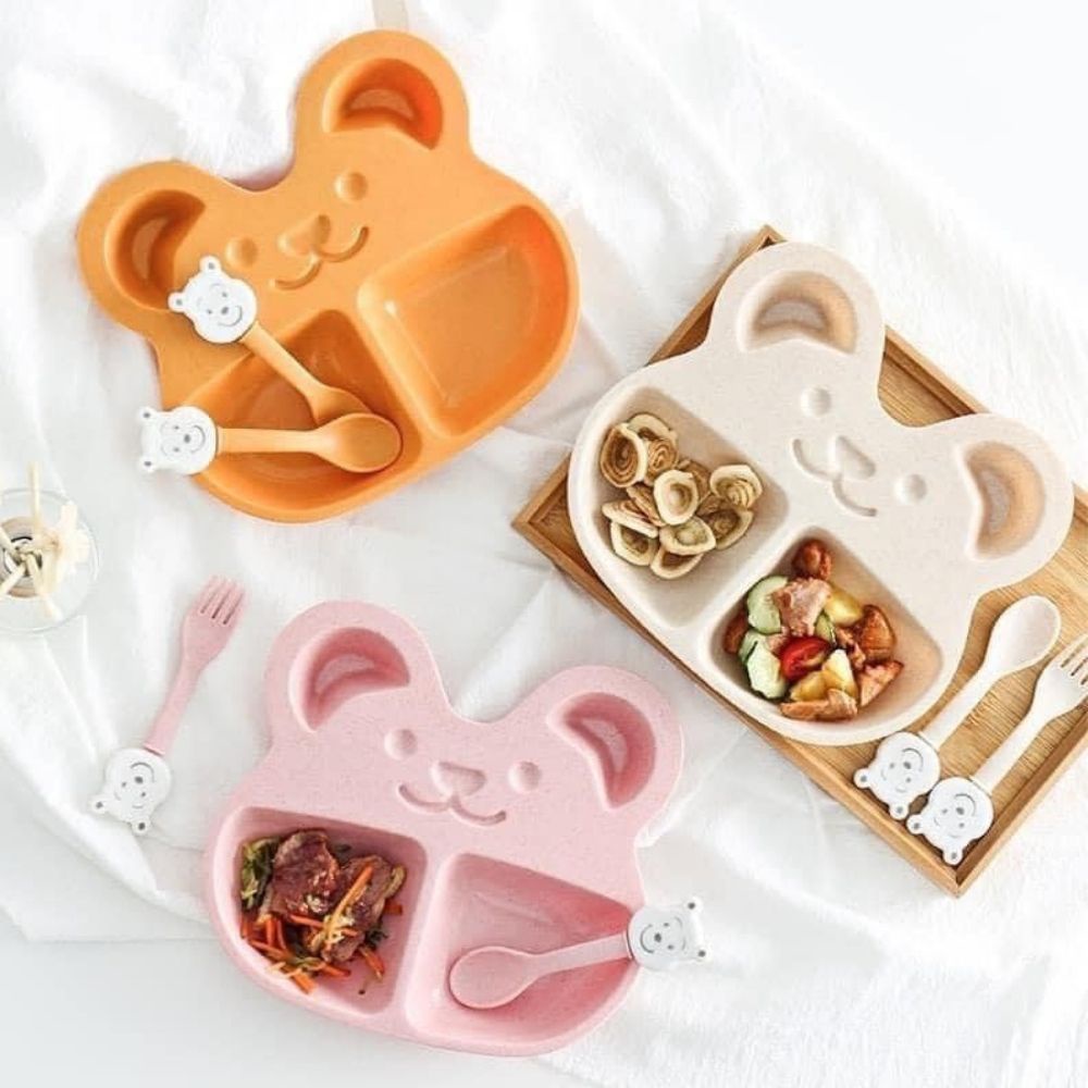 Set includes baby feeding tray and barley spoon and fork | Shopee ...