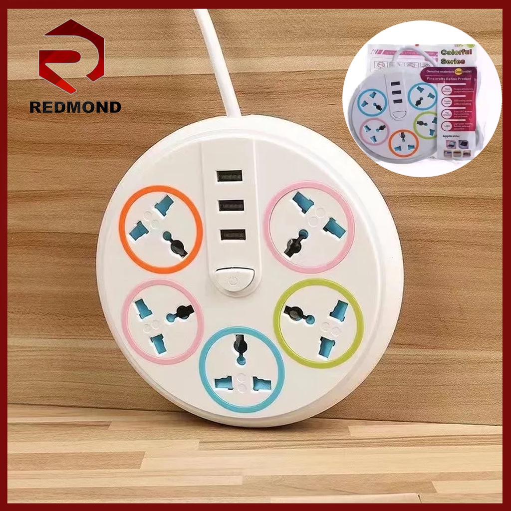 Redmond Multiple Electric Extension Colorful Power Strip Socket with ...