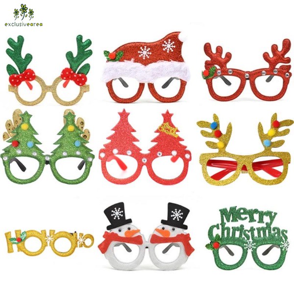 Christmas Style Glasses Frame Shiny Eyeglasses Cute Xmas Glasses Party ...