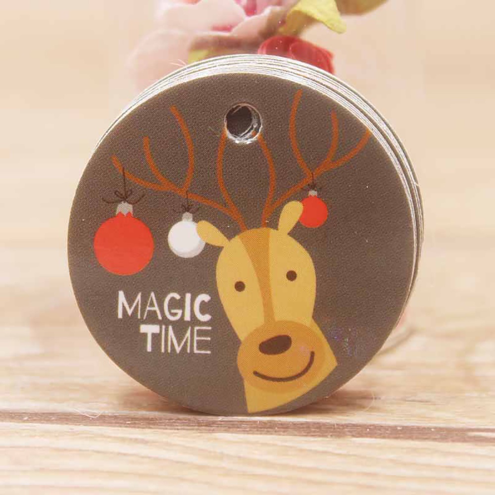 100PCS Round Christmas Tags Kraft Paper Card Labels DIY Party Favors ...