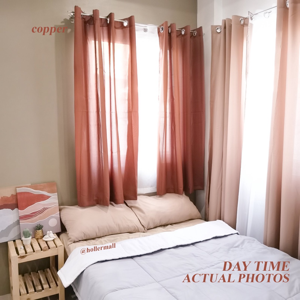 HOLLERMALL Plain Ring Curtain Shade Curtain not blockout not block out ...