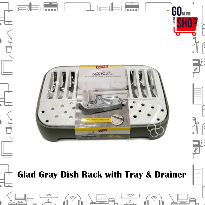 Glad Gray Dish Rack with Tray & Drainer | Shopee Philippines