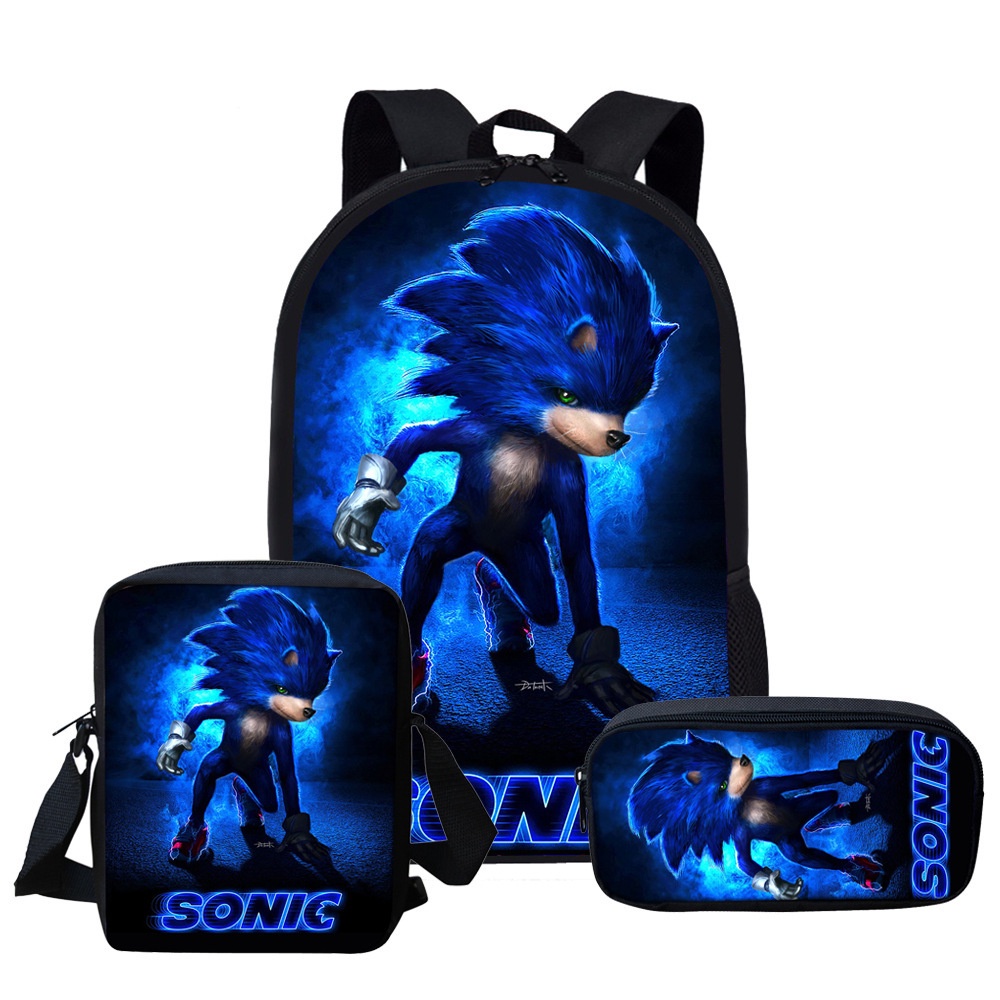 Anime sonic Children Backpack+Crossbody Bag+Pencil Case 3-Piece Set ...