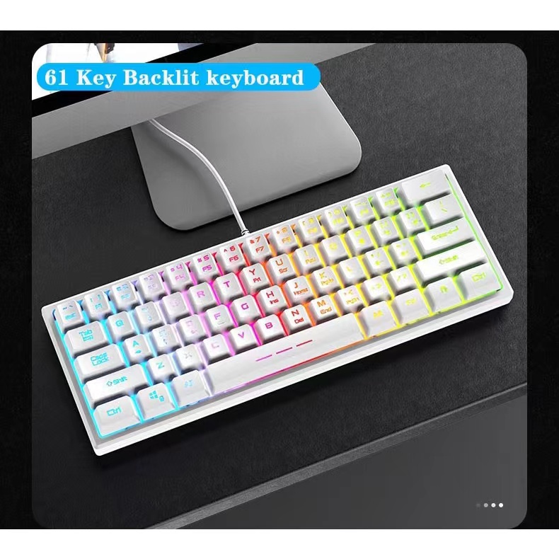 20 Modes RGB Backlit Mechanical Gaming Keyboard 61-keys hotswappable ...