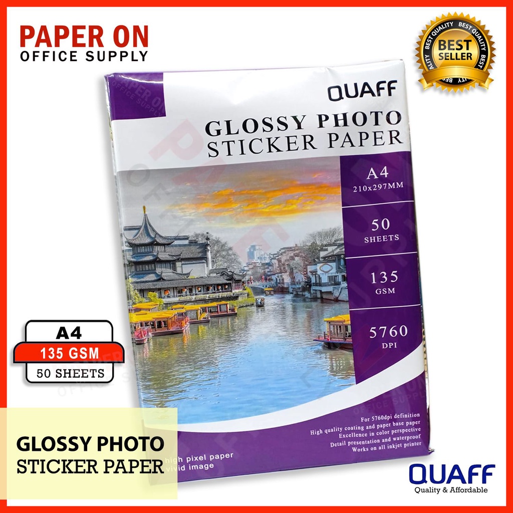 QUAFF Glossy Photo Sticker Paper A4 135gsm (50 Sheets) | Shopee Philippines